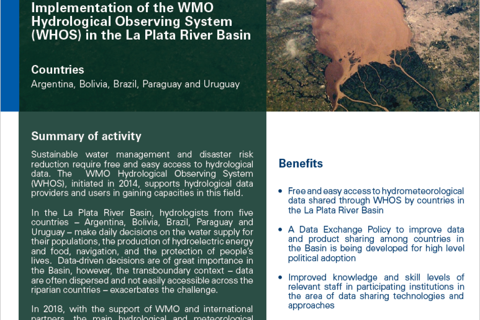 WHOS implementation in the La Plata river basin